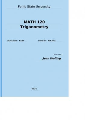 82296: MATH 120 Trigonometry Coursepack by Jean Walling, ISBN ...