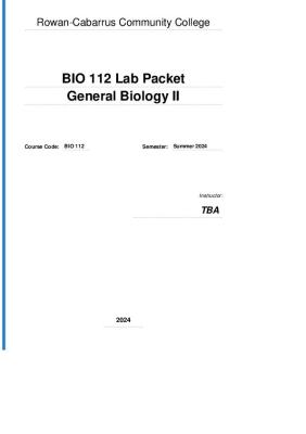 BIO 112: BIO 112 Lab Packet General Biology II Coursepack by TBA, ISBN ...