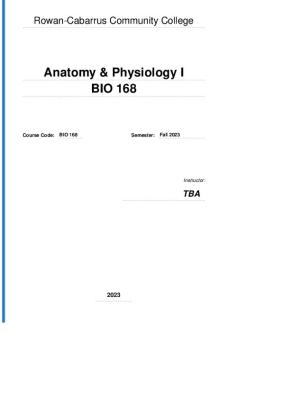 BIO 168: Anatomy & Physiology I BIO 168 Coursepack by TBA, ISBN ...