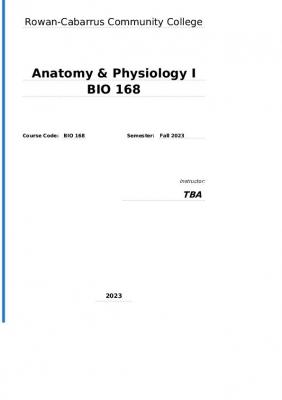 BIO 168: Anatomy & Physiology I BIO 168 Coursepack by TBA, ISBN ...