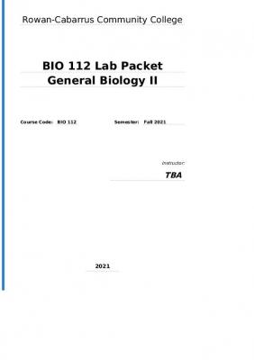 BIO 112: BIO 112 Lab Packet General Biology II Coursepack by TBA, ISBN ...
